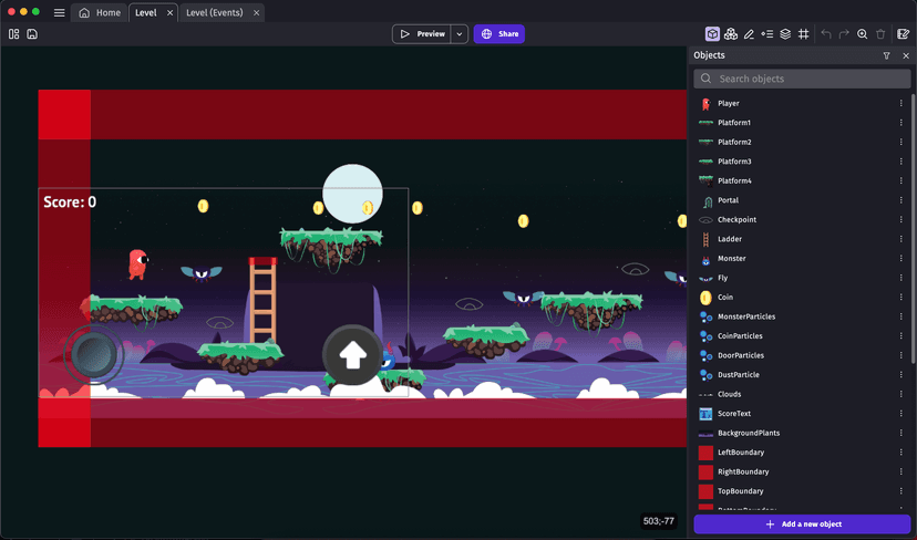 Lightning fast, no-code video game creation | GDevelop