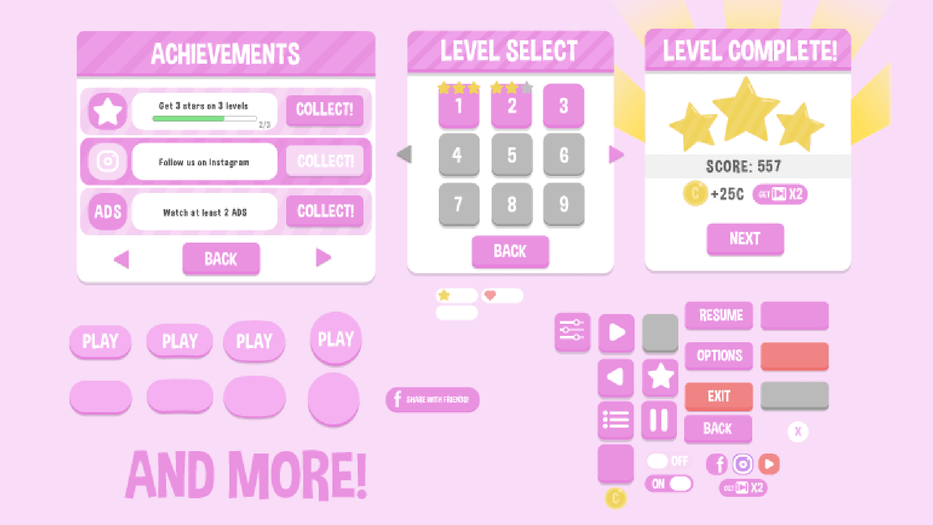 Casual Game UI Pack - a premium asset pack to build games with GDevelop. | GDevelop
